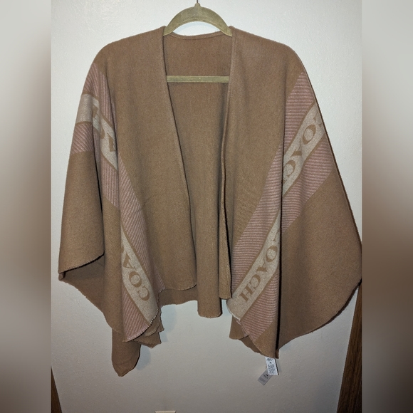Coach | Jackets & Coats | Coach Varsity Stripe Poncho Cape F76392 Camel ...